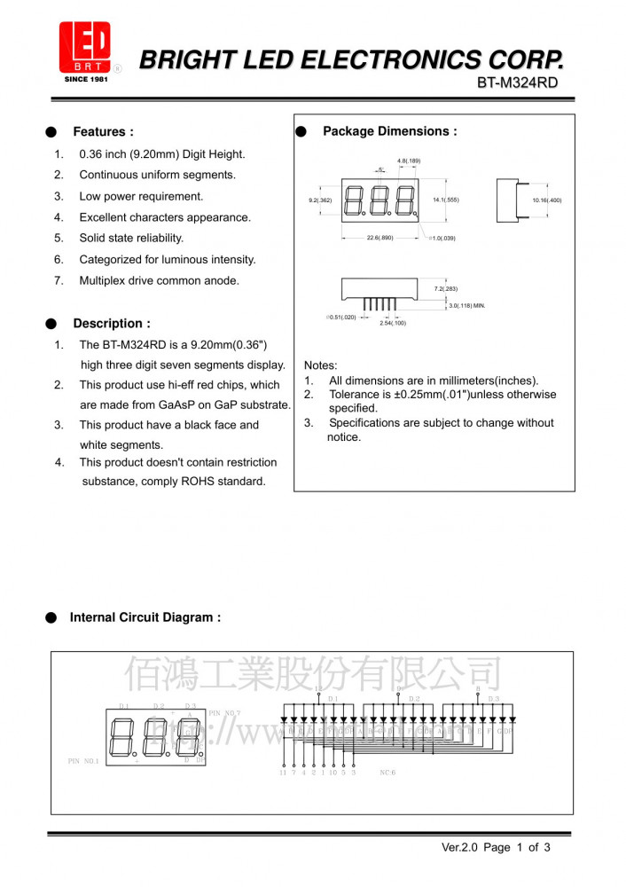 BT-M324RD datasheet page 1