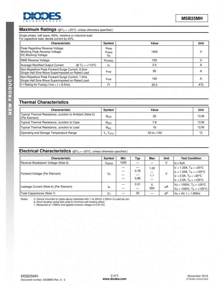 MSB25MH-13 datasheet page 2
