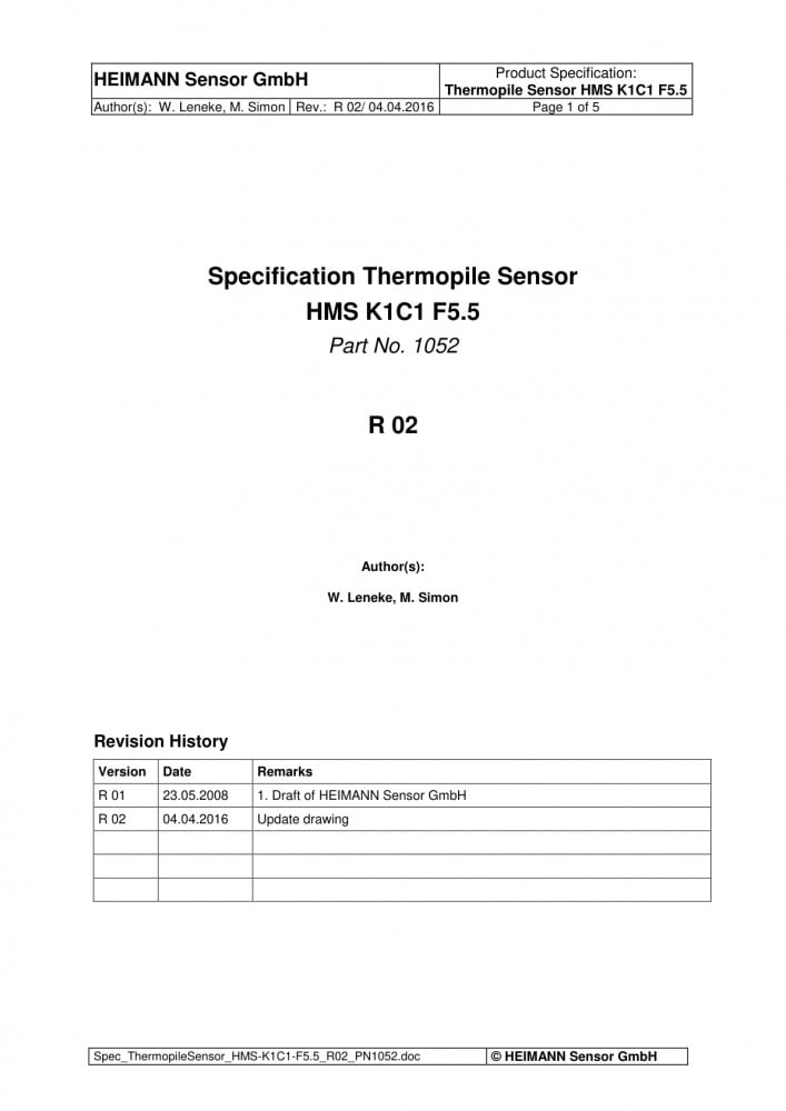 HEIMANN HMS K1C1 F5.5 specification page 1