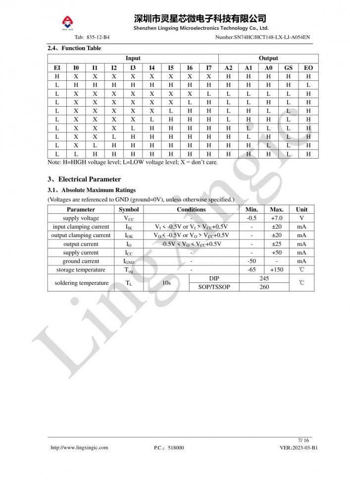 SN74HC148N(LX) datasheet page 7