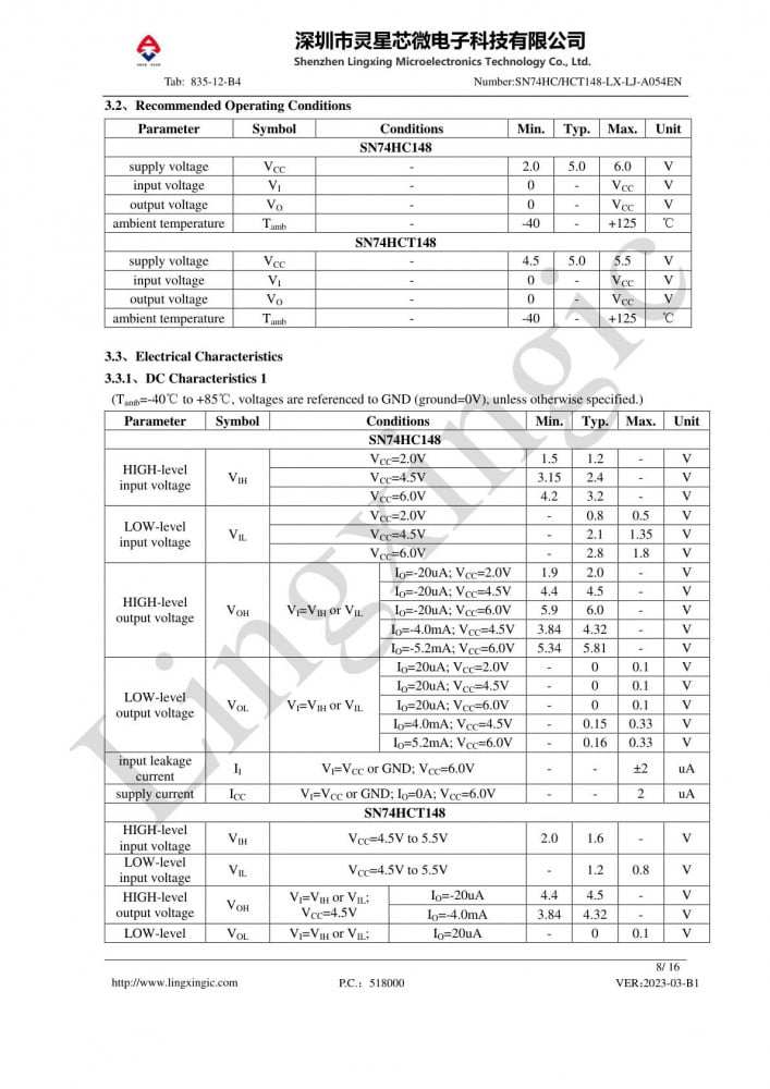 SN74HC148N(LX) datasheet page 8