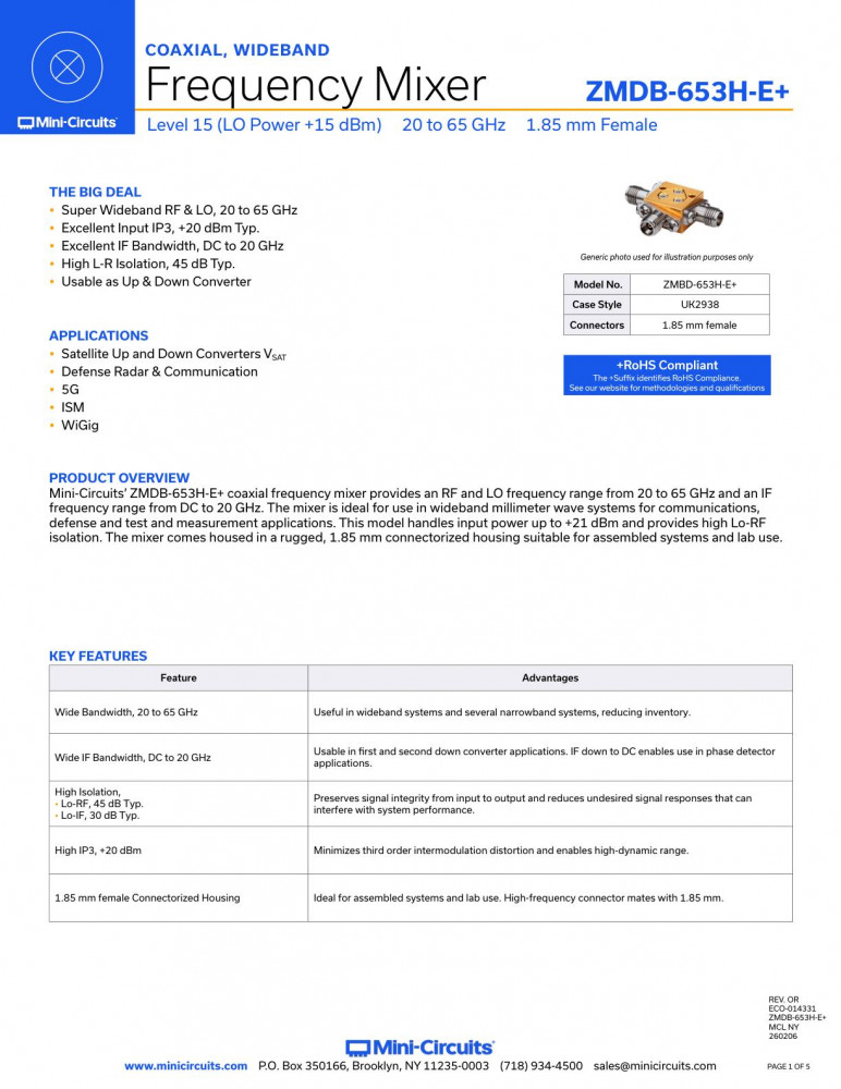 ZMDB-653H-E+ datasheet page 1