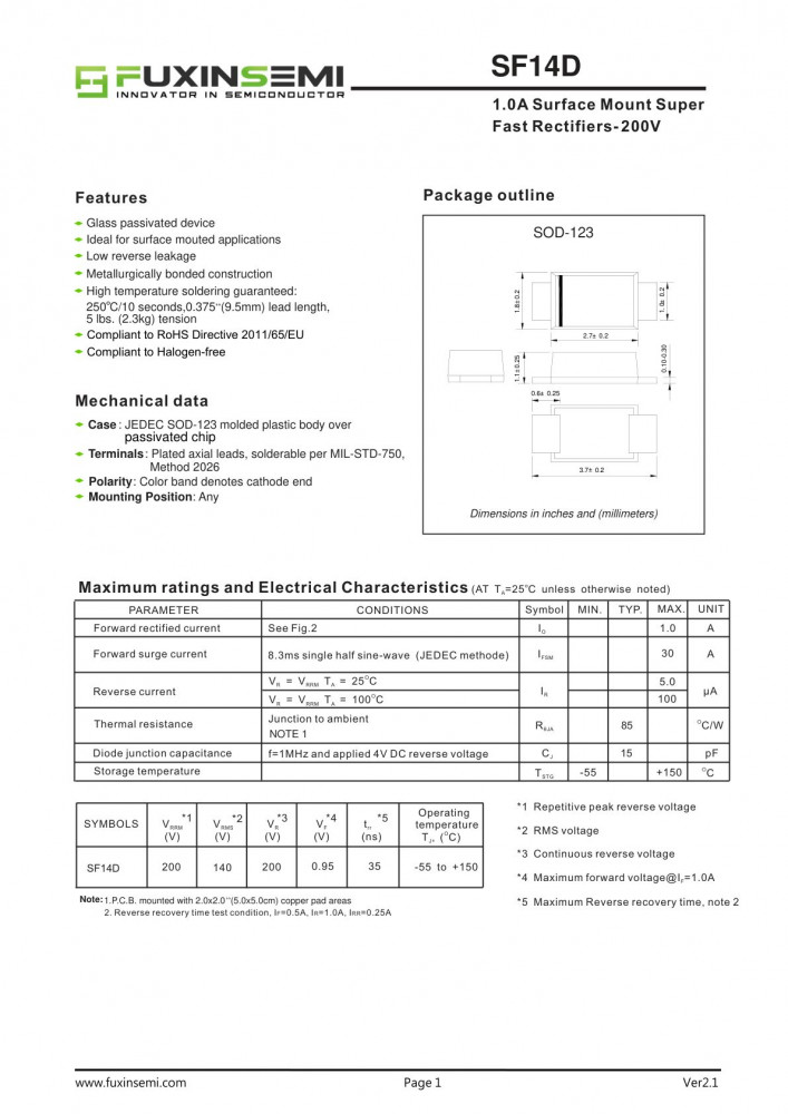 SF14D datasheet page 1