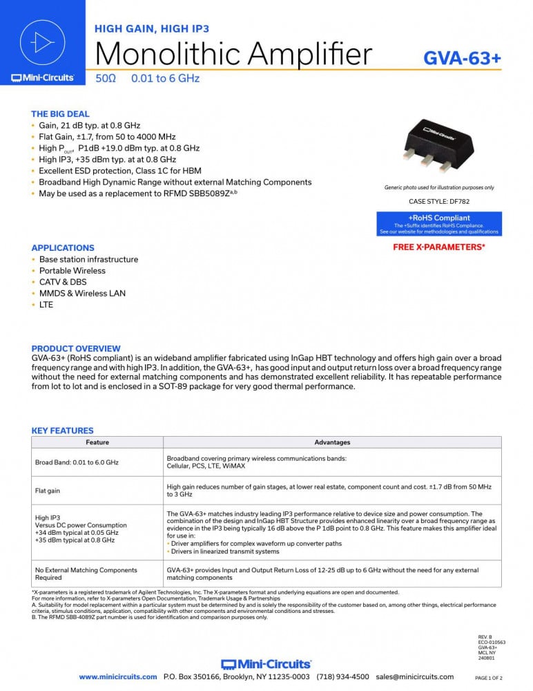 GVA-63+ datasheet page 1