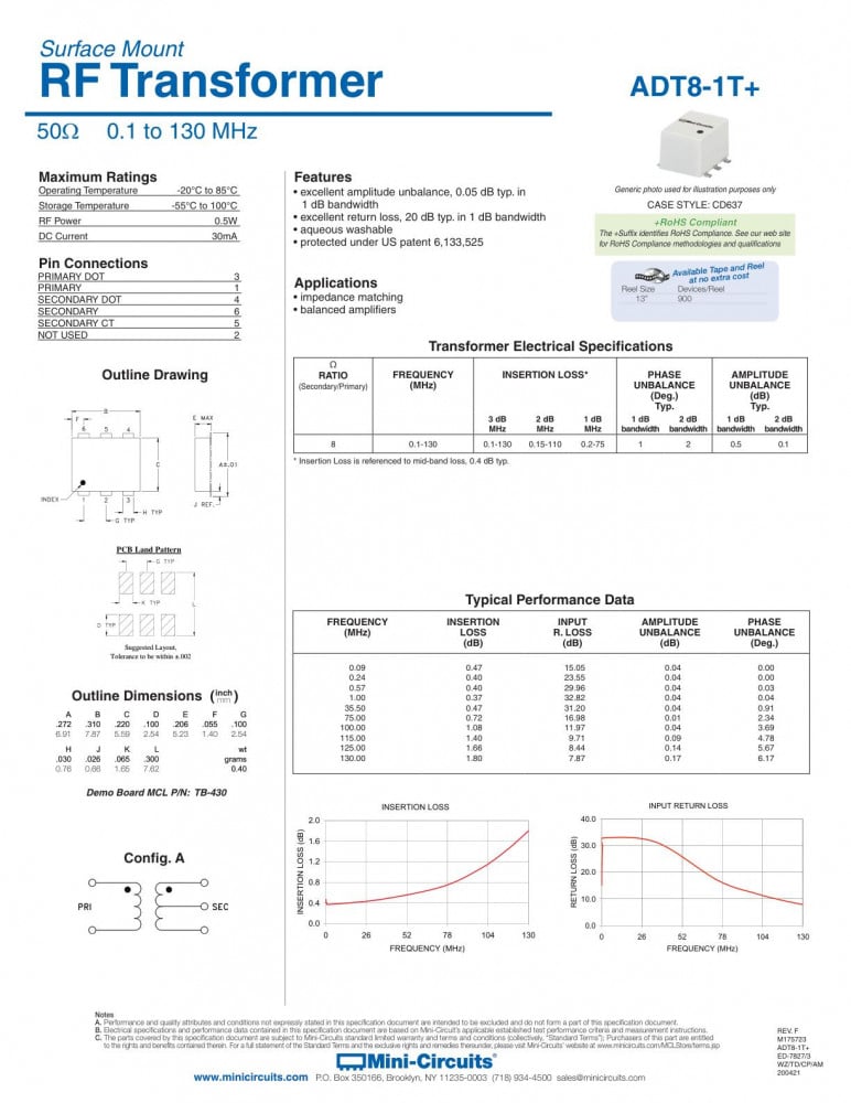 ADT8-1T+ technical document page