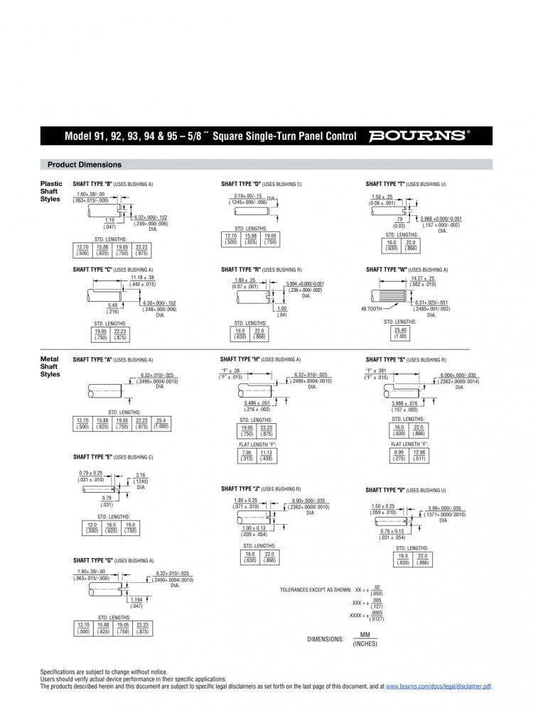 BOURNS Model 91–95 datasheet page 4