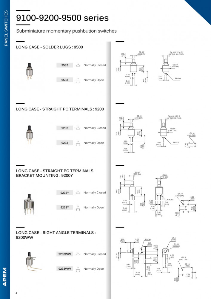 APEM 9100-9200-9500 series datasheet page 4