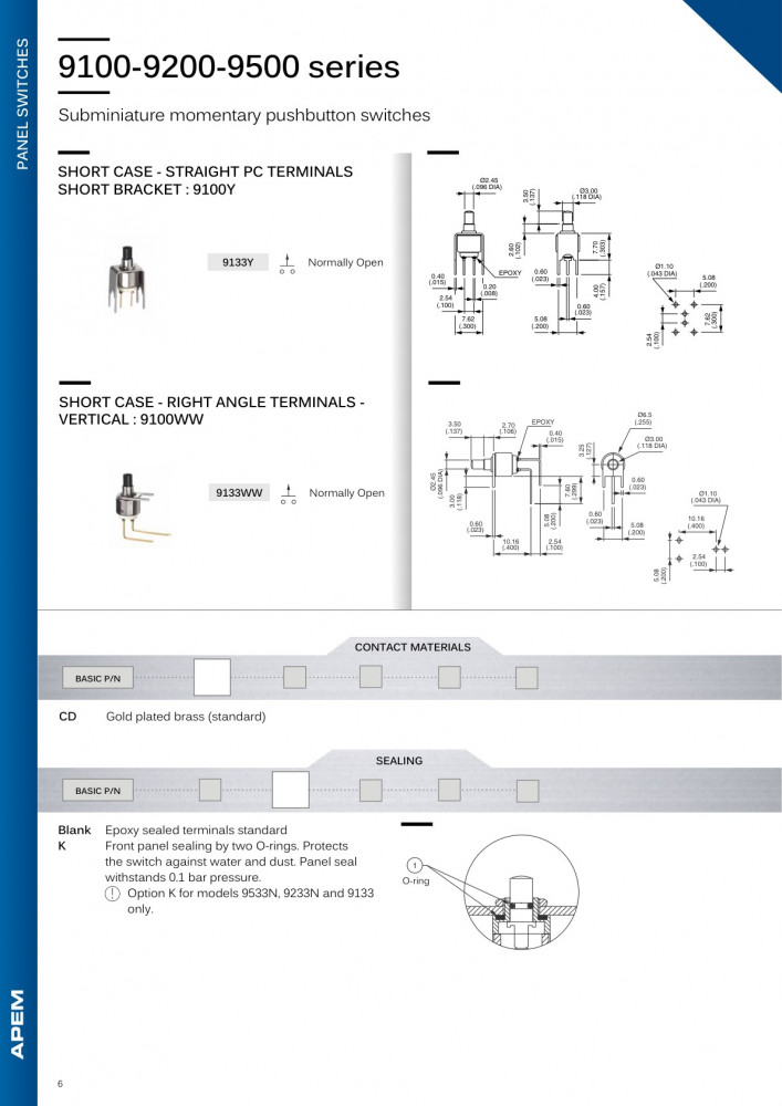 APEM 9100-9200-9500 series datasheet page 6