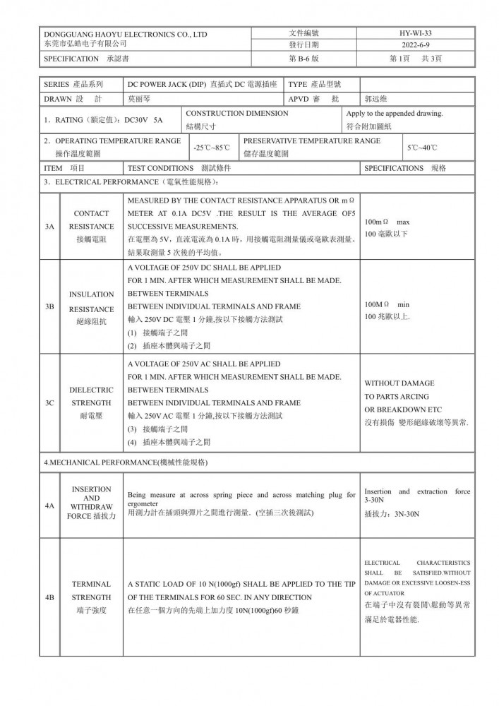 DC-015-2.5-PU-SP(HY) specification page 2