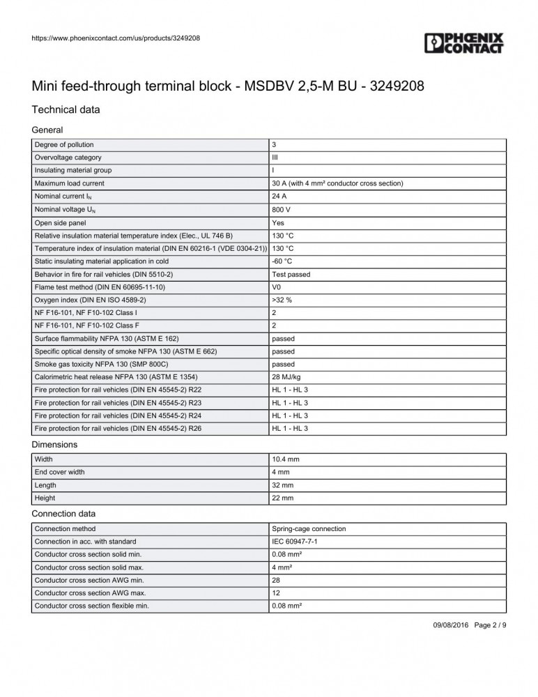 Phoenix Contact 3249208 technical document page 2