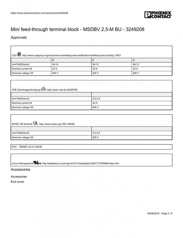 Phoenix Contact 3249208 technical document page 5