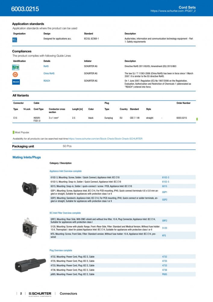 SCHURTER 6003.0215 technical document page 2