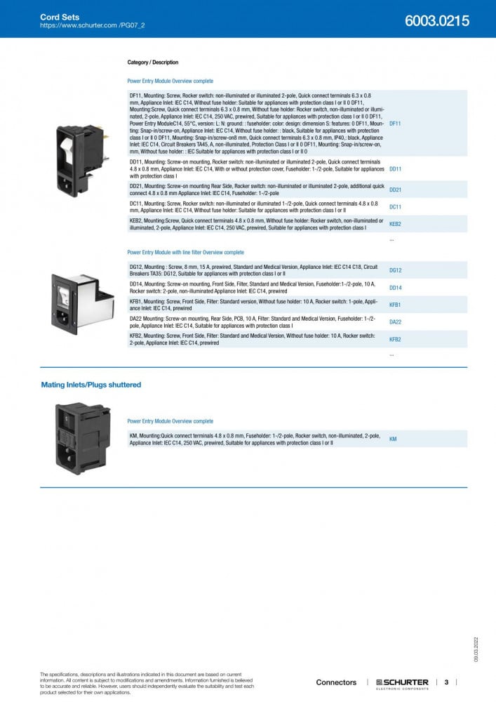 SCHURTER 6003.0215 technical document page 3