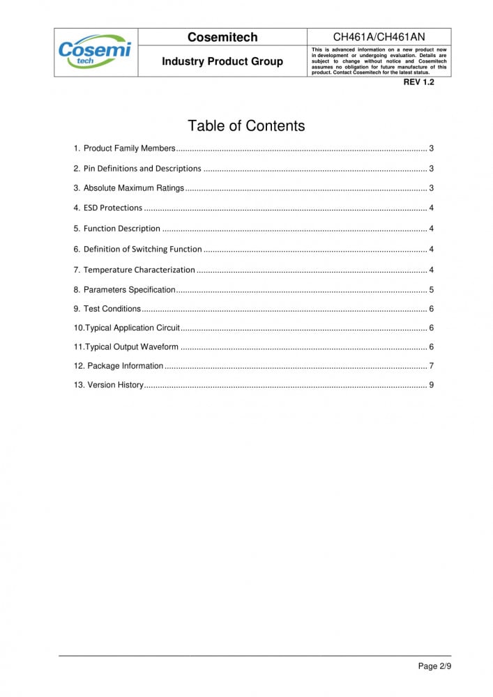 CH461ANTB datasheet page 2
