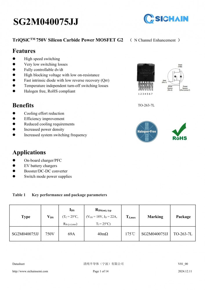 SG2M040075JJ datasheet page 1