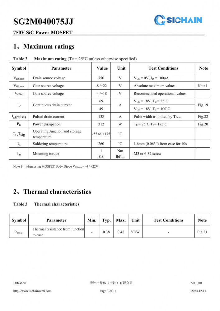 SG2M040075JJ datasheet page 3