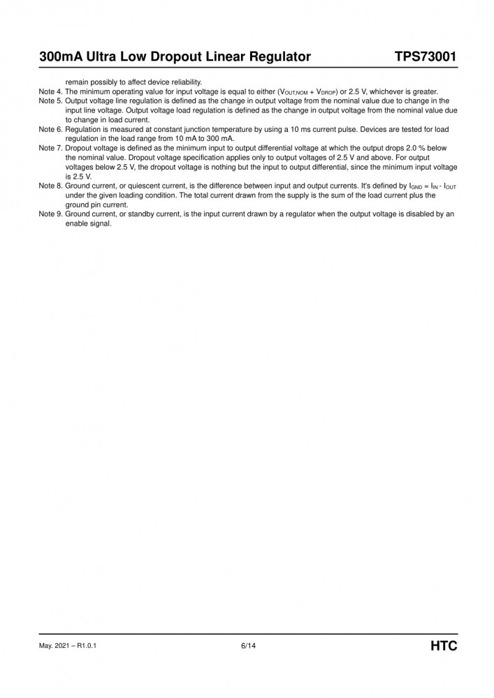 TPS73001SF6 datasheet page 6