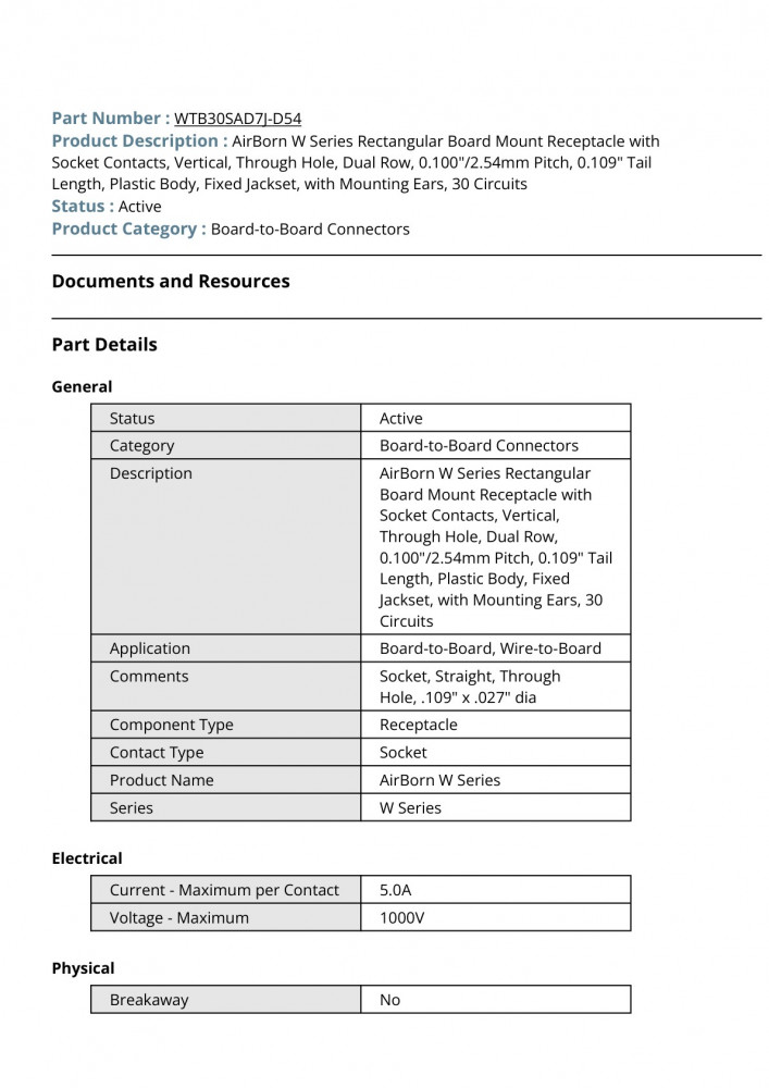 WTB30SAD7J-D54 technical document image, page 1