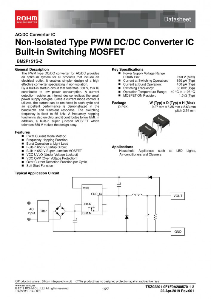 BM2P151S-Z technical document page 1