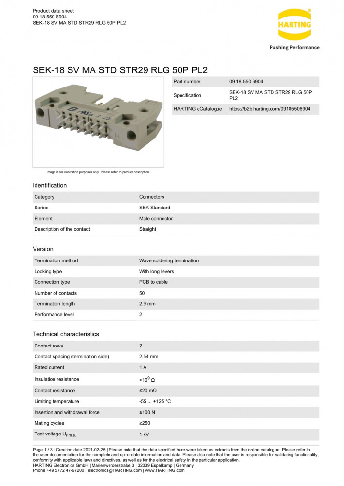 HARTING 09185506904 datasheet page 1