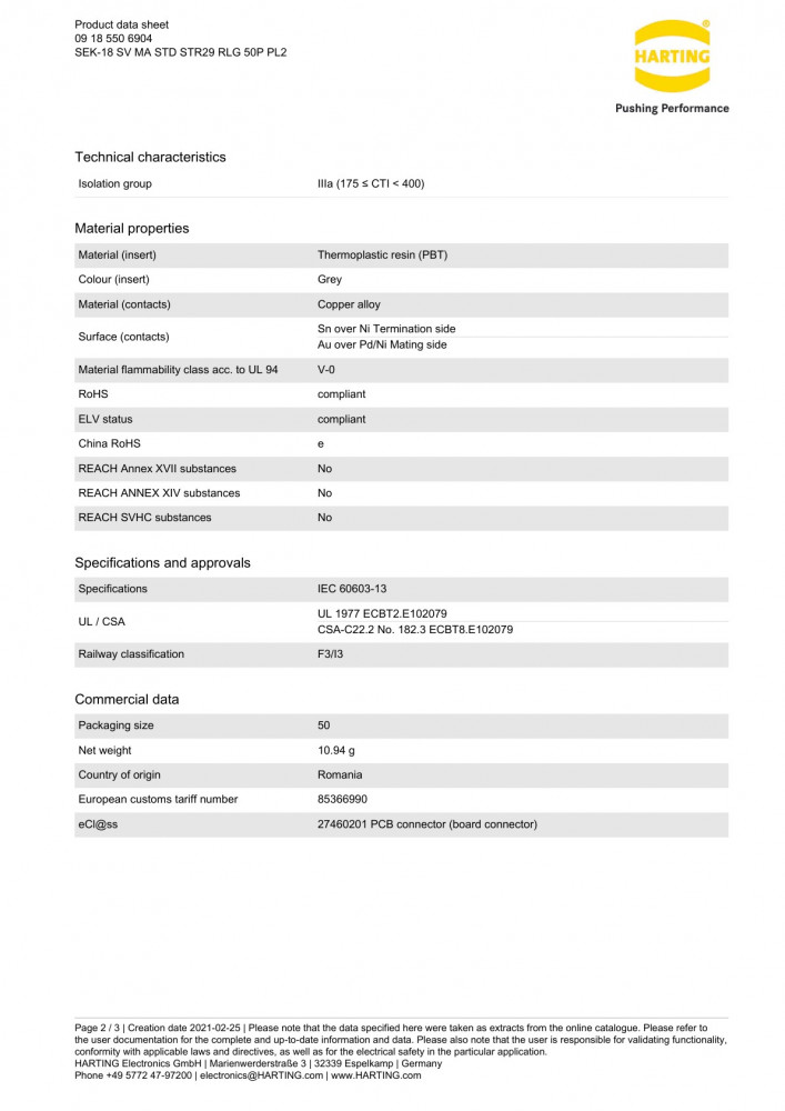 HARTING 09185506904 datasheet page 2