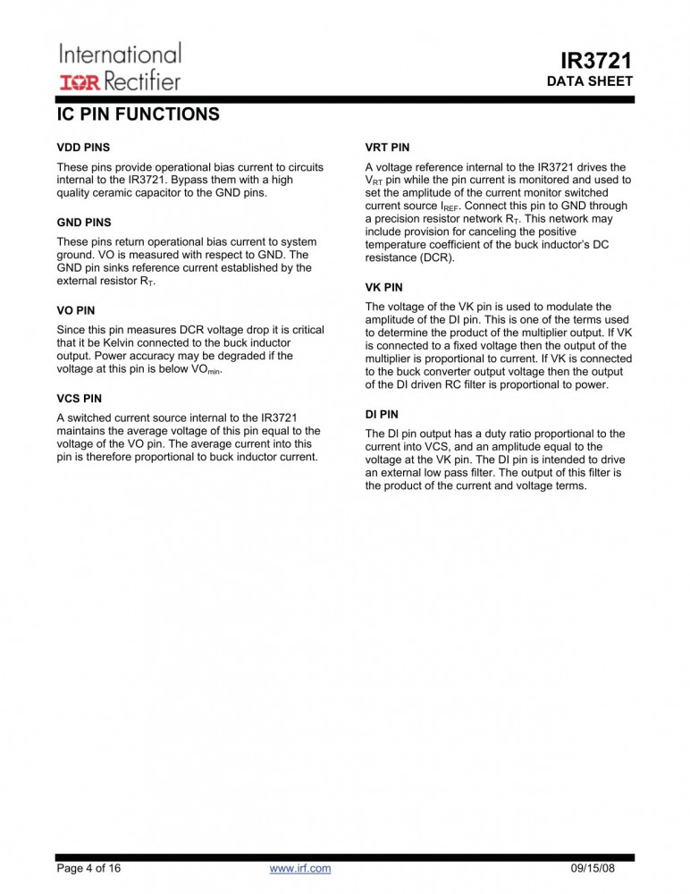 IR3721MTRPBF datasheet page 4