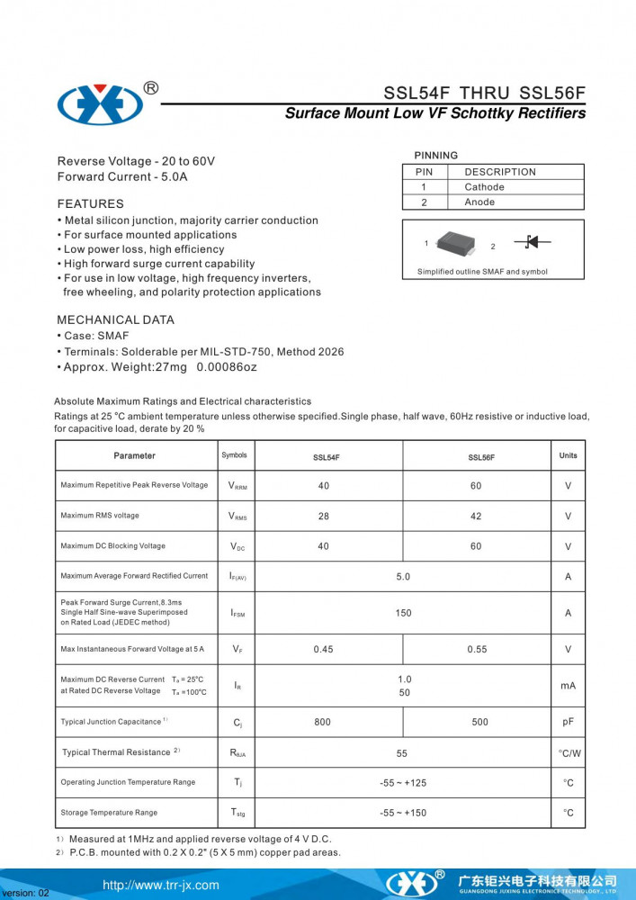 JUXING SSL54F datasheet page 1