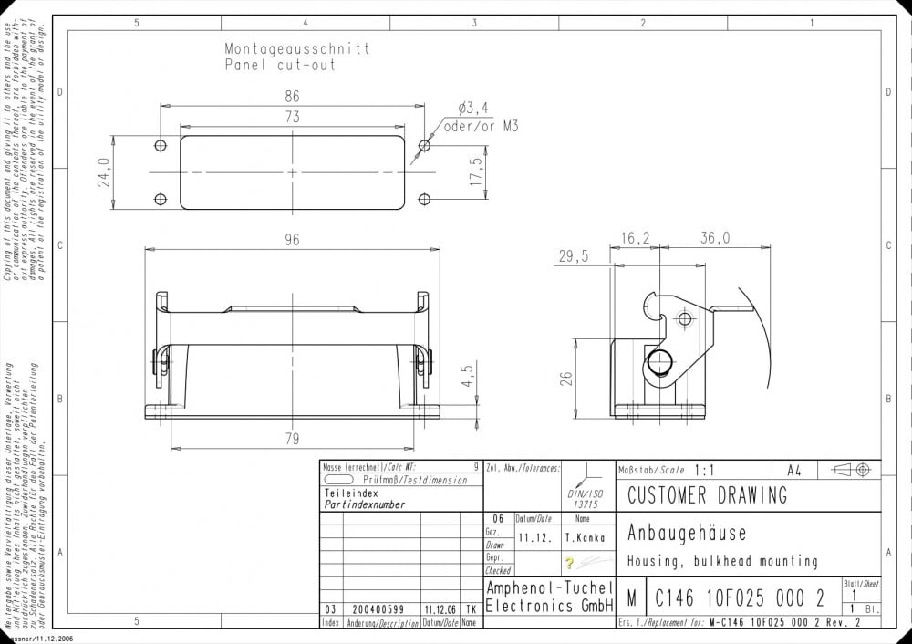 Amphenol C14610F0250002 customer drawing preview