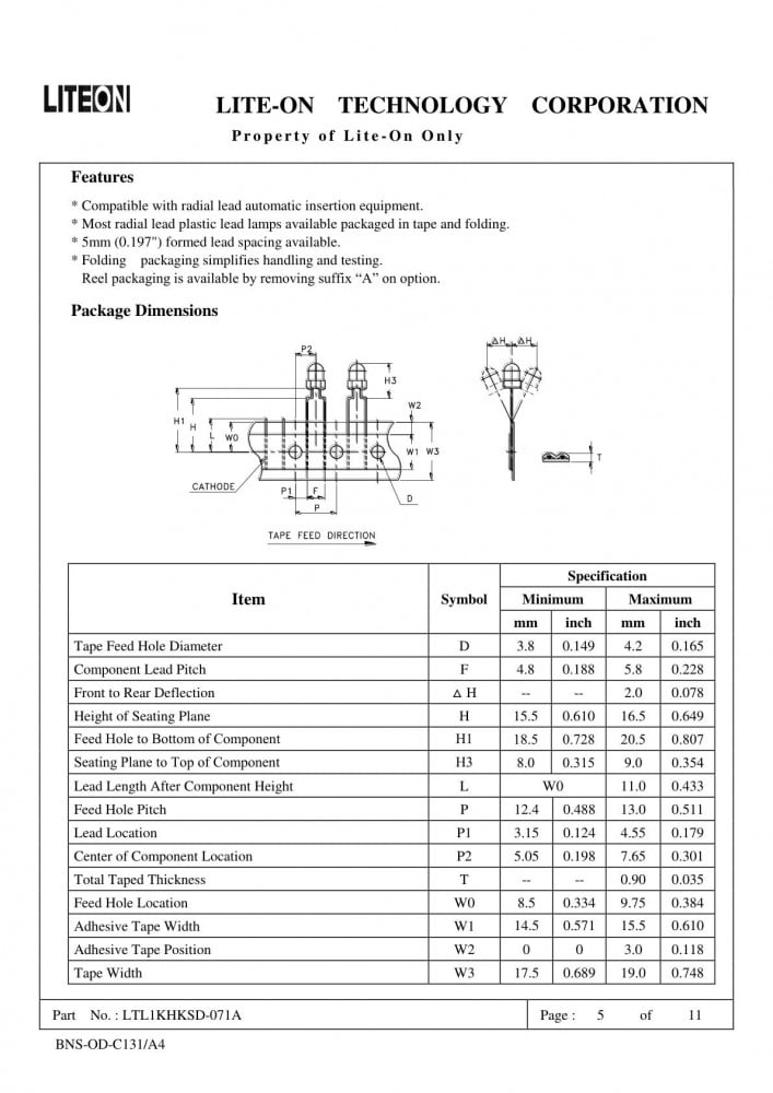 LTL1KHKSD-071A datasheet page 6