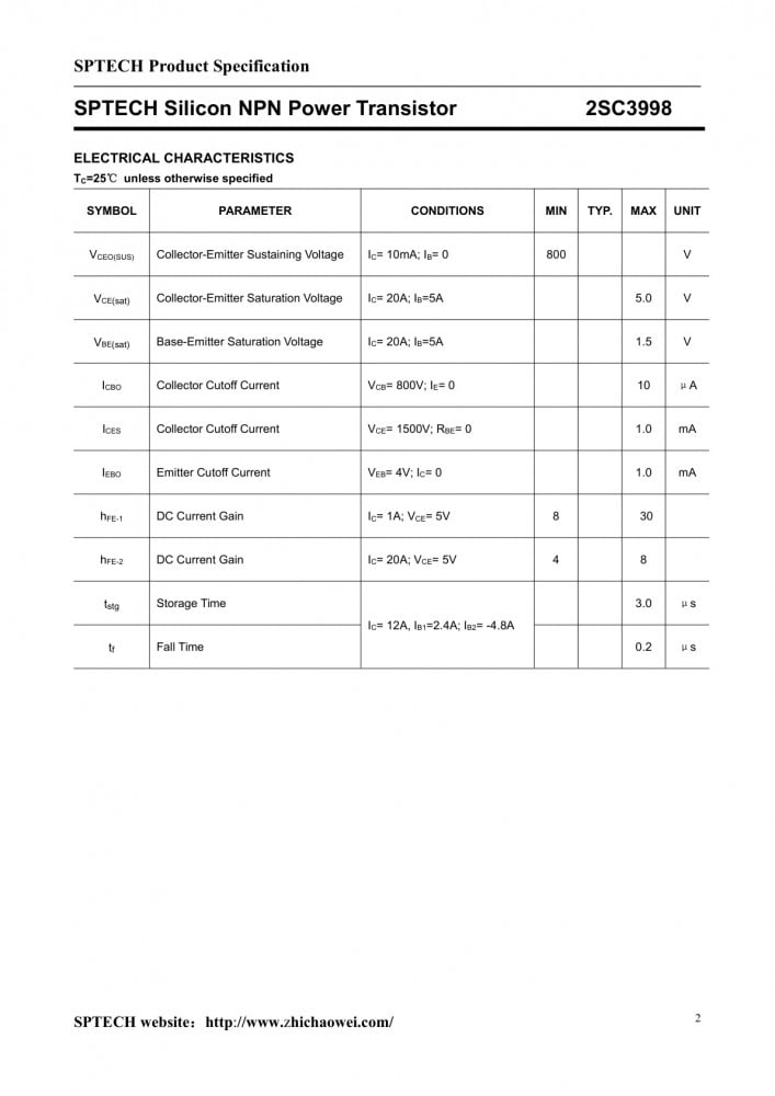 2SC3998 datasheet page 2