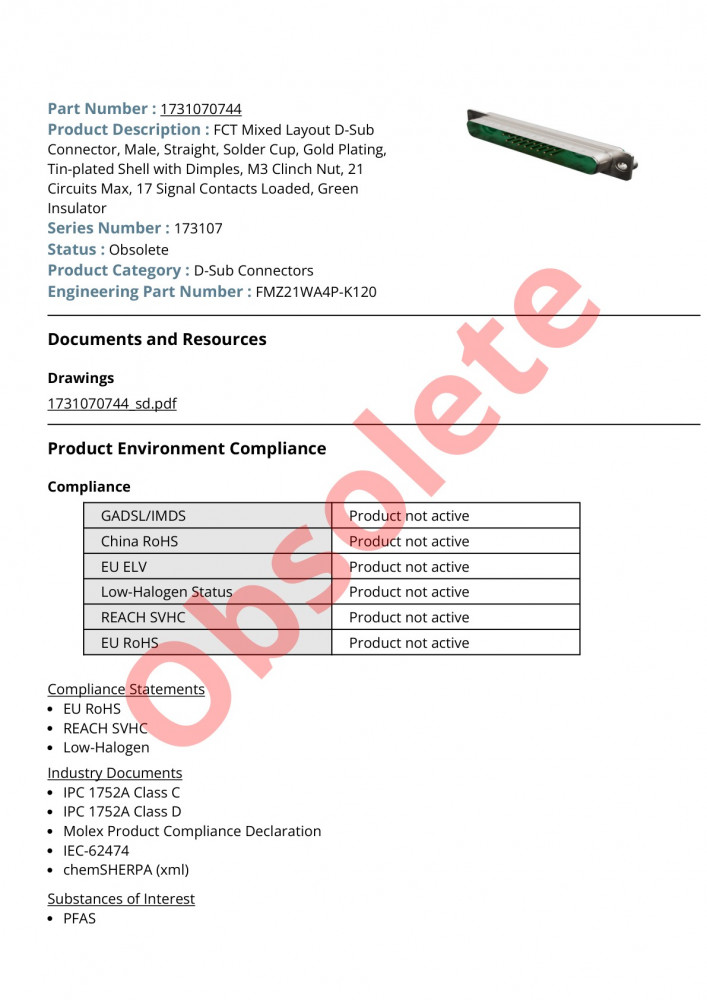 MOLEX 1731070744 product drawing page 1