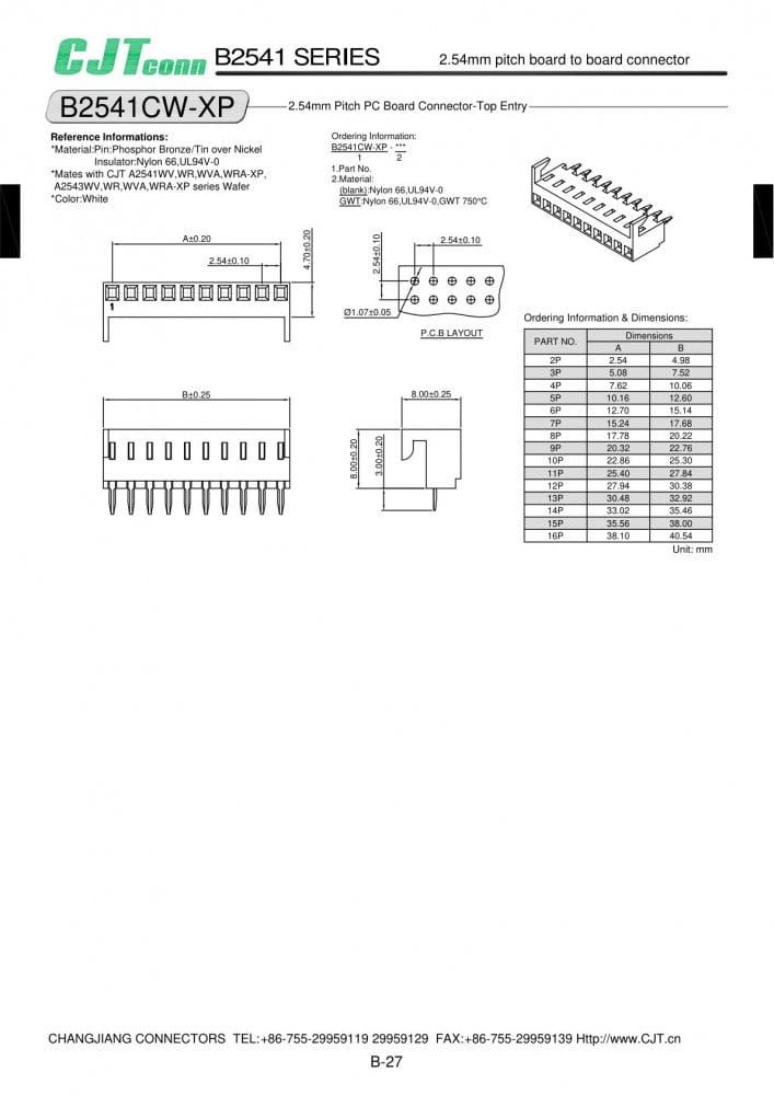 CJT B2541AW-3P technical document page 3
