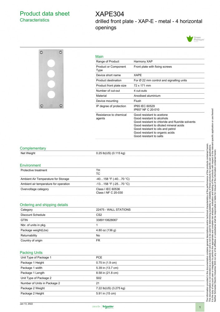 XAPE304 technical document page 1