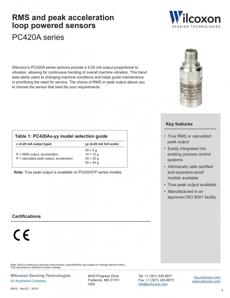 PC420A series datasheet page 1