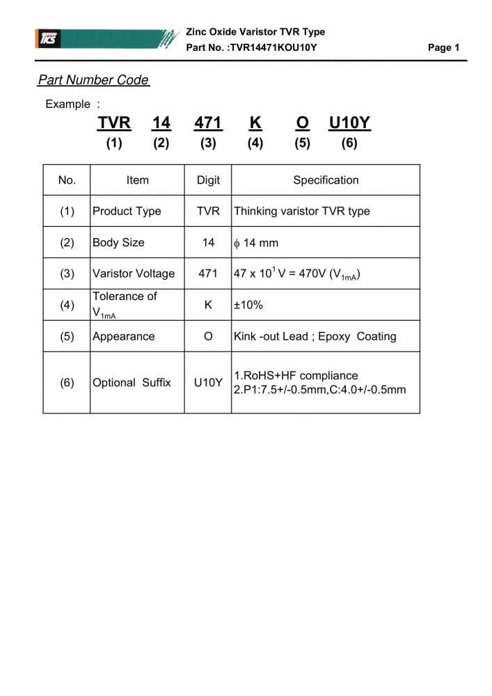TVR14471KOU10Y datasheet page 4