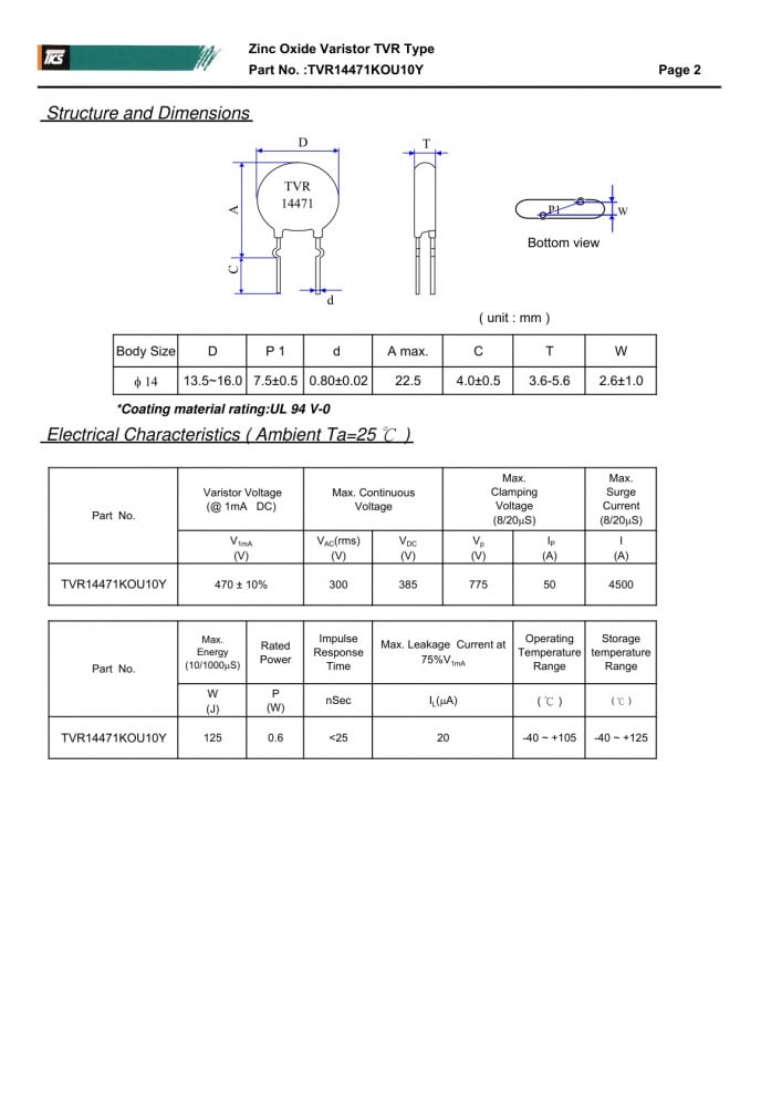 TVR14471KOU10Y datasheet page 5