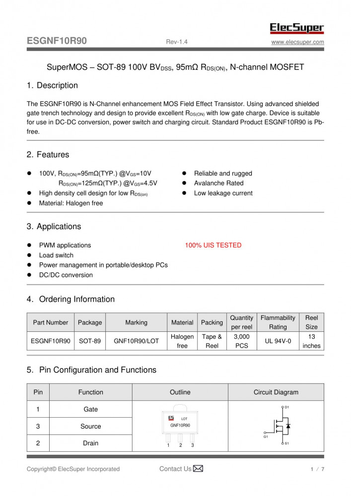 ESGNF10R90 datasheet page 1