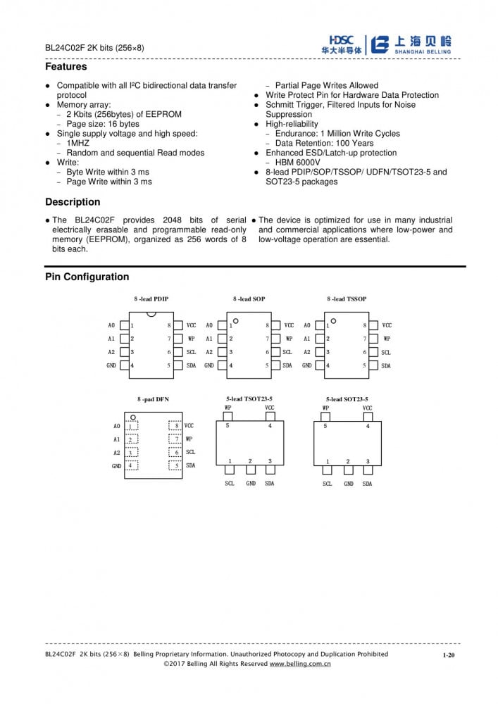 BL24C02F datasheet page 1