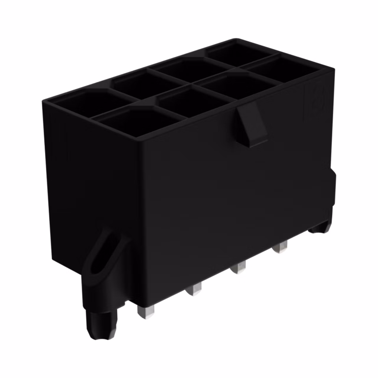 Mega-Fit ColorLock Vertical Header with Crush Pegs, 5.70mm Pitch, Through Hole, Dual Row, 8 Circuits, Matte Tin (Sn) Plating, 3.73mm Tail Length, Glow-Wire Capable, Tray, Natural