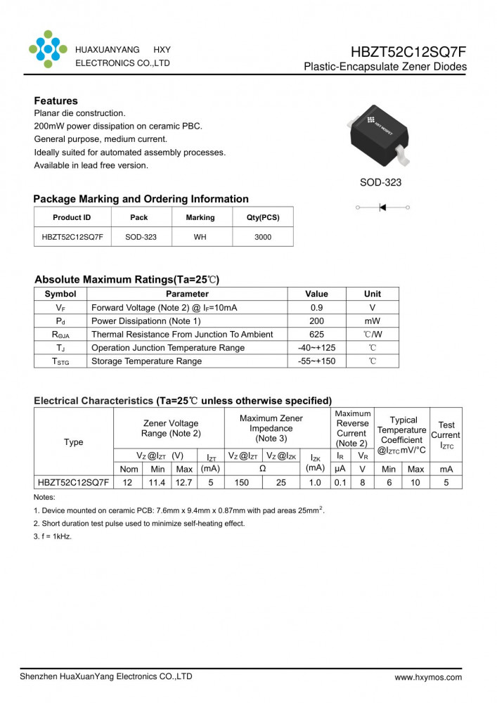 HBZT52C12SQ7F technical document page 1