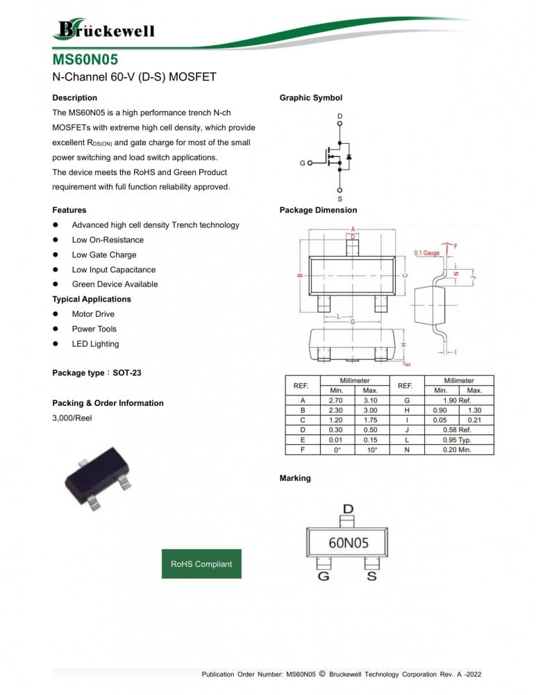 MS60N05 datasheet page 1