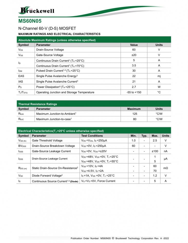 MS60N05 datasheet page 2