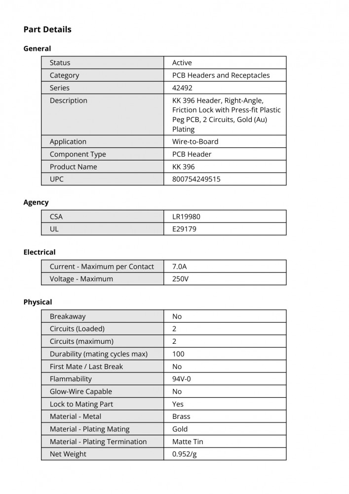 Technical document image 2 for MOLEX 26655020