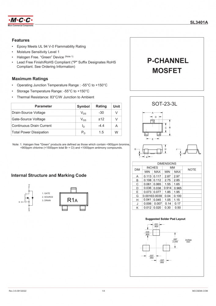 SL3401A-TP datasheet page 1