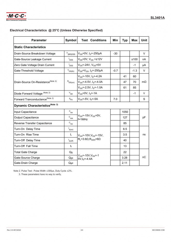 SL3401A-TP datasheet page 2