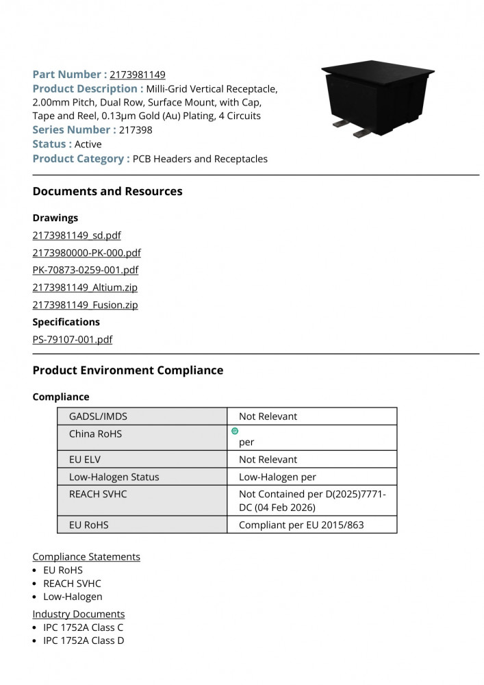 MOLEX 2173981149 technical document image 1