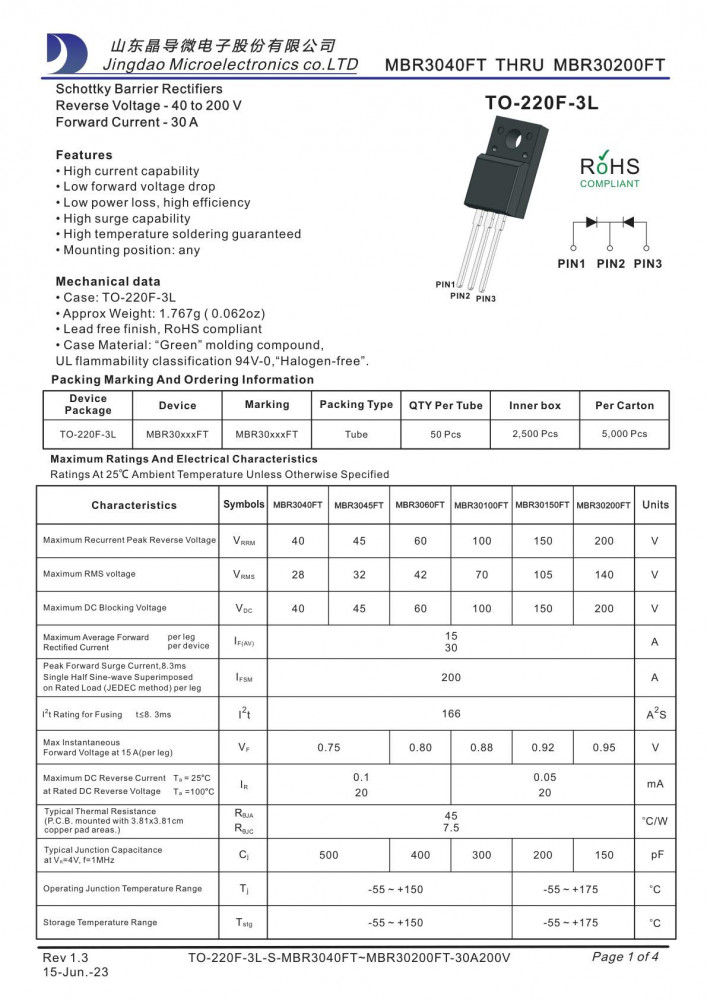 MBR30100FT datasheet page 1