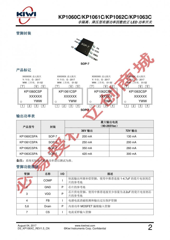 KP1062CSPA datasheet page 2
