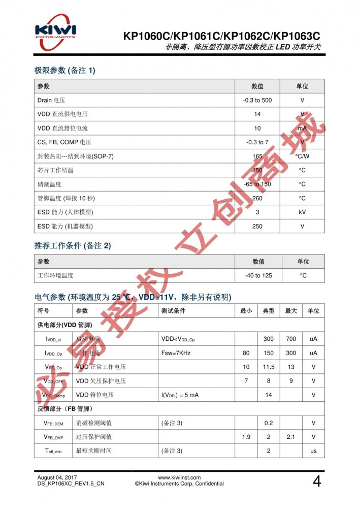 KP1062CSPA datasheet page 4