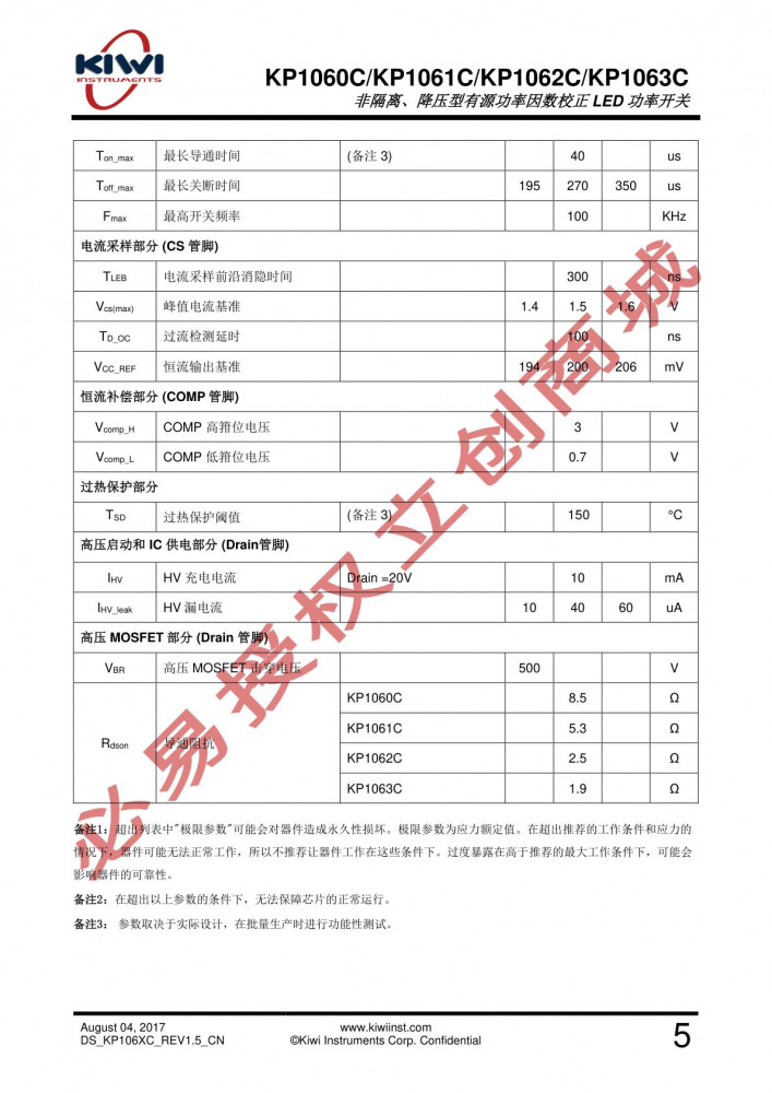 KP1062CSPA datasheet page 5